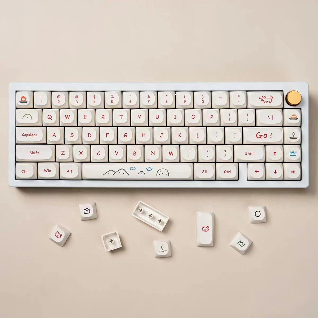 Cute Doodle Keycap Set, 126 Keys Doodle Keycaps Set, PBT Thermal ...