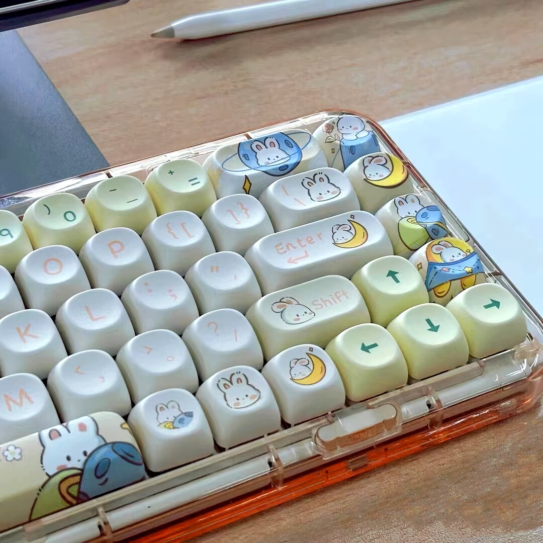 Space Rabbit Keycap Set, 144 Pcs MX Mechanical Keycap Set, XOA Profile ...