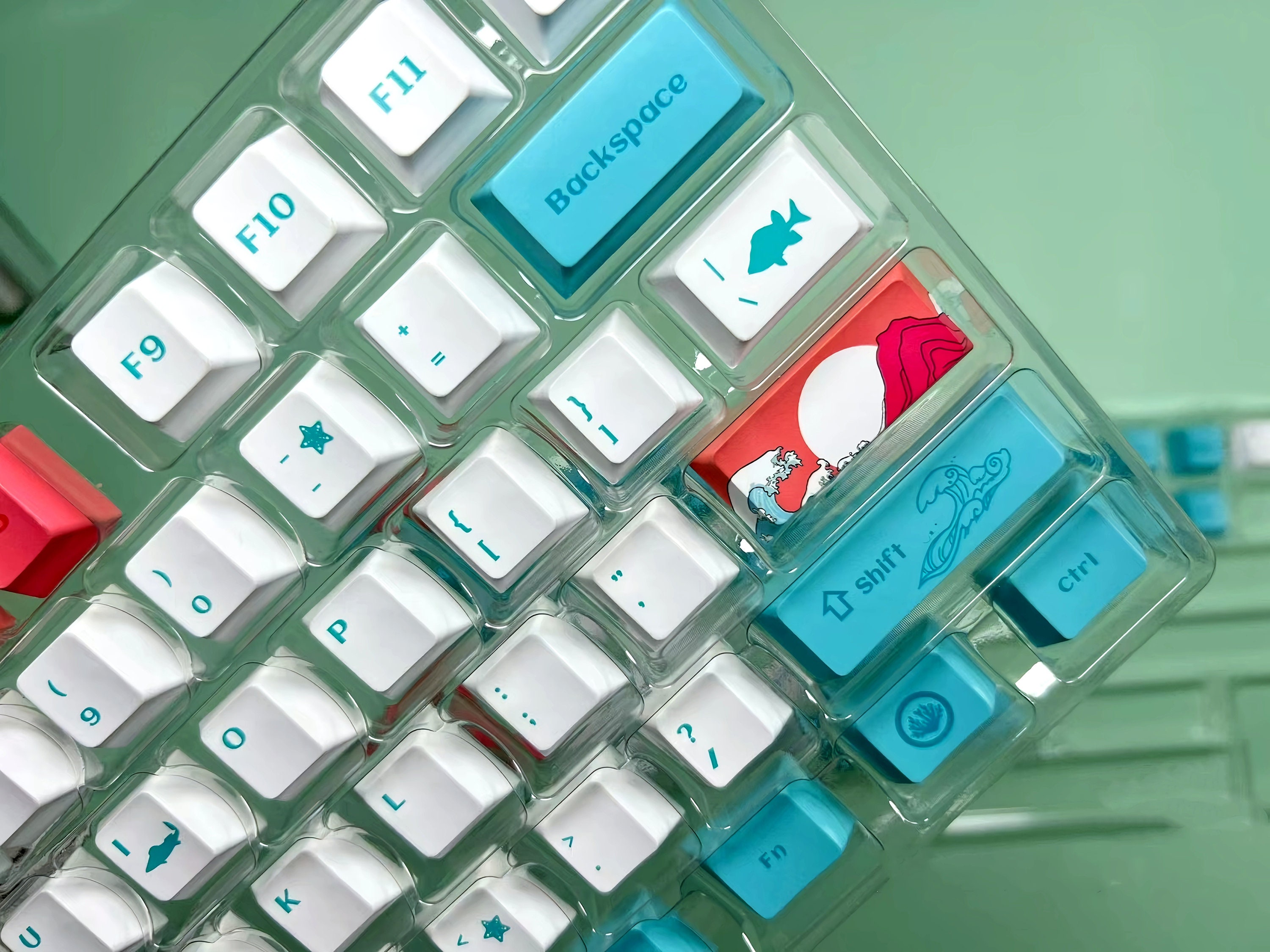 Coral Sea Keycap Set, Oceans Theme Keycap Set, 126 Keys Cherry Profile ...