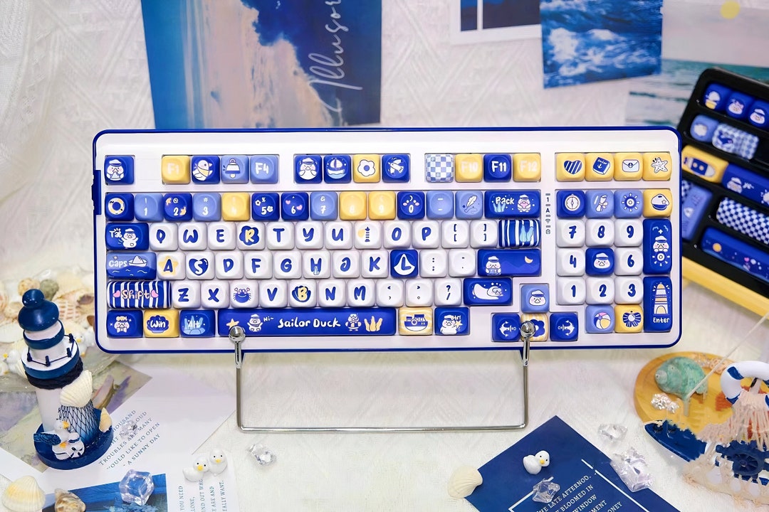 Blue Sailor Duck Keycap Set, Duck Theme Keycaps Set, 141 Keys PBT ...
