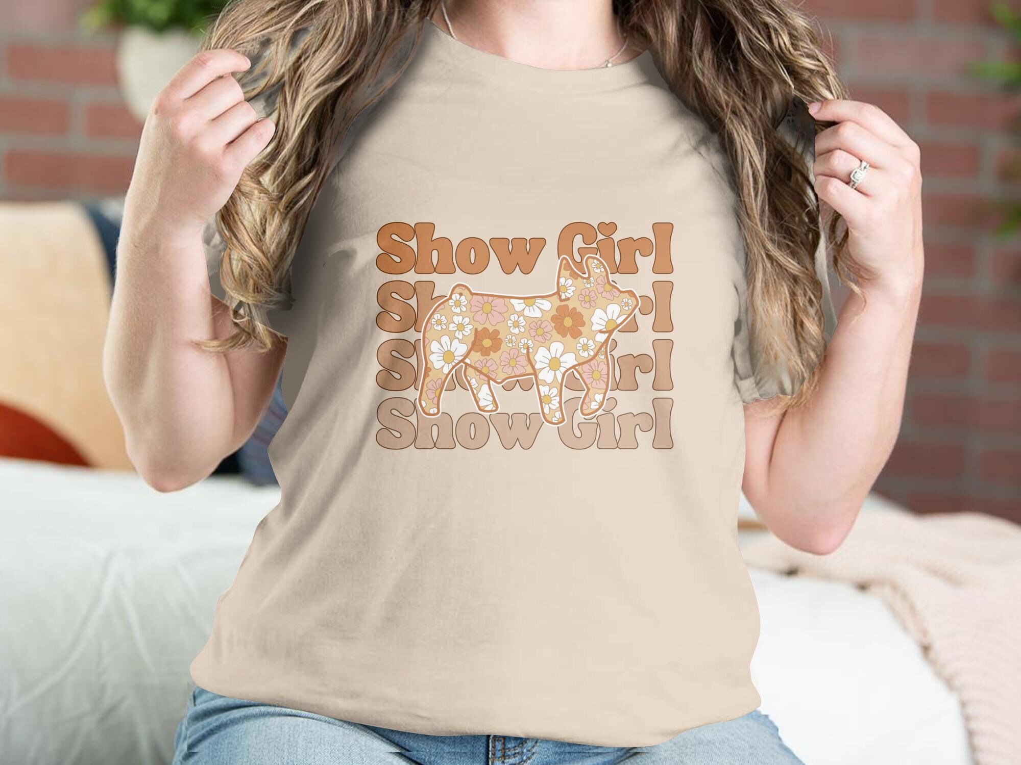 Show Girl Show Pig Shirt / Retro Flowers Show Pig Shirt / Pink Show Pig ...