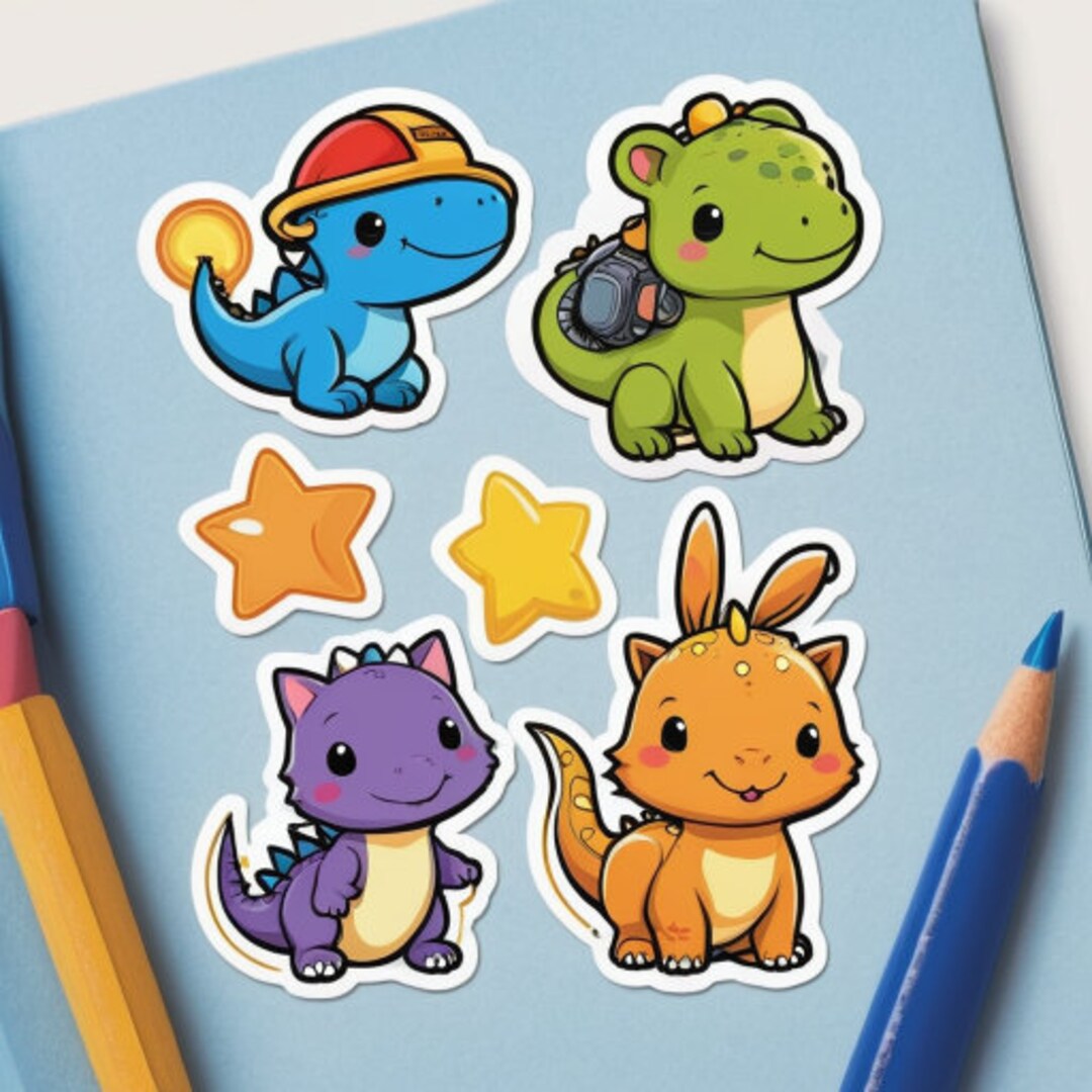 Dinosaur Sticker, Colorful Animal Stickers, Cartoon Animal Stickers ...