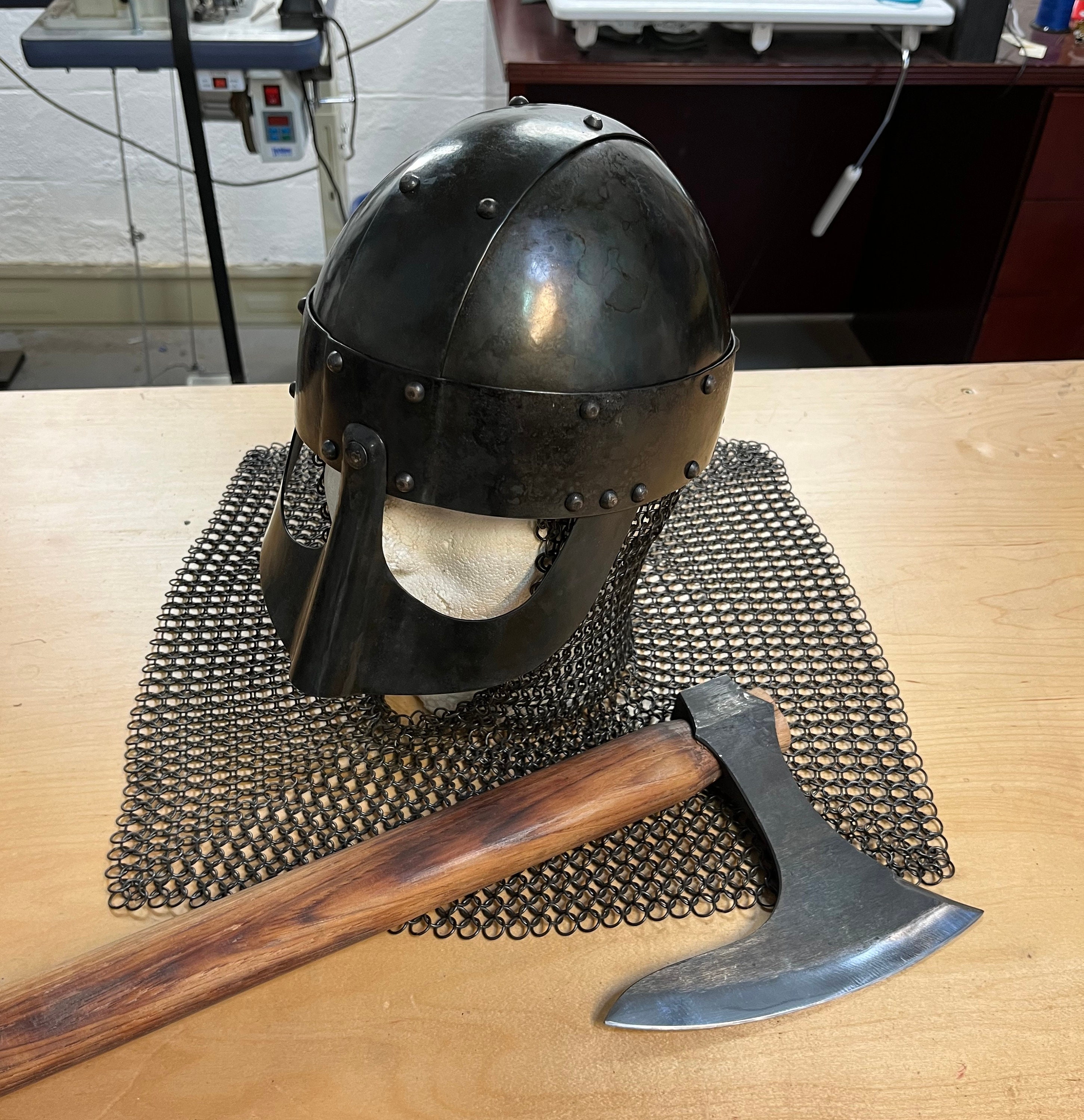 Blackened Viking Helmet, Blackened Steel Spangenhelm, Hand Made ...