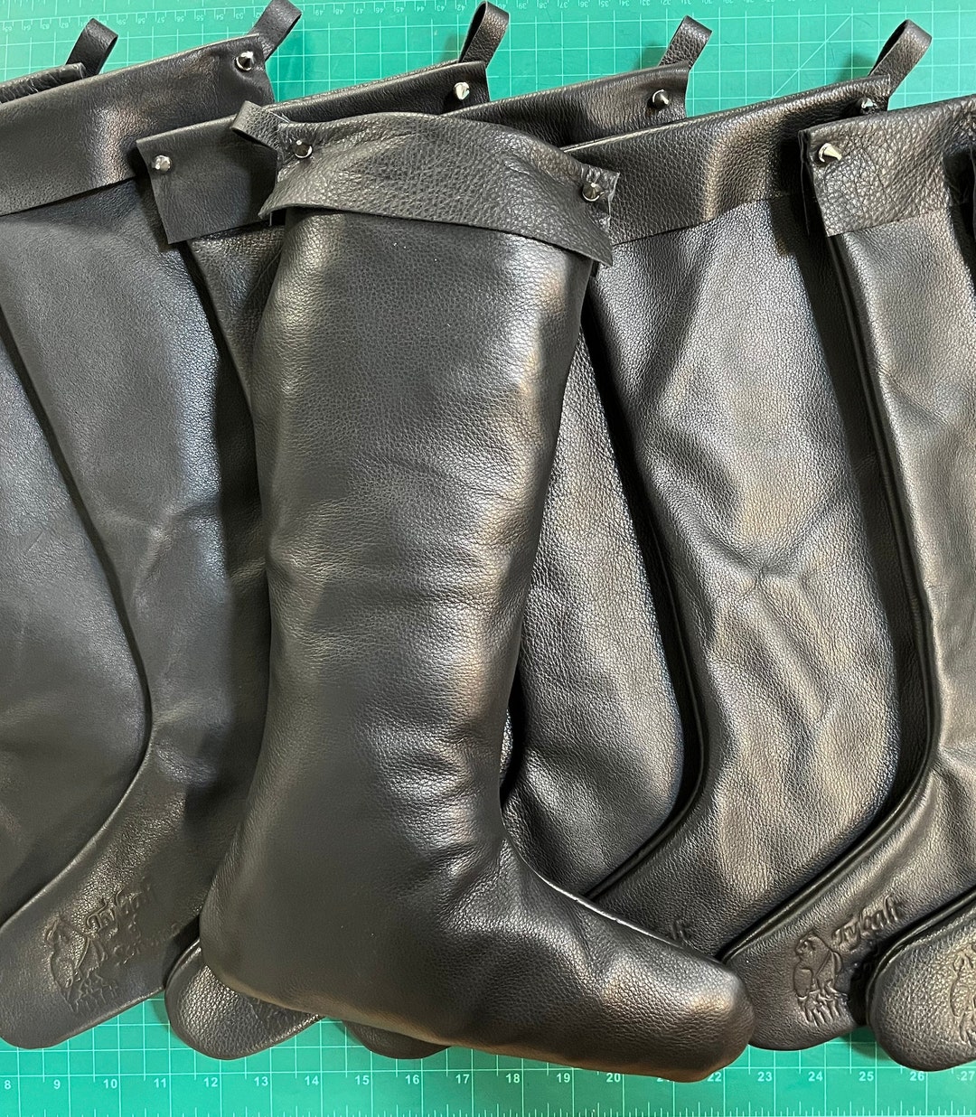 Handmade Black Leather Christmas Stocking With Chrome Spikes. Goth ...