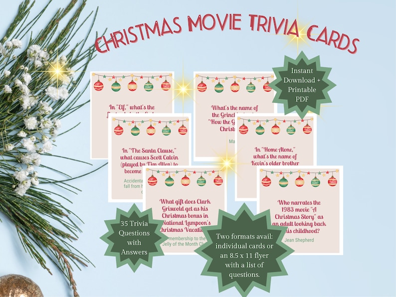 Christmas Movie Trivia Game | Christmas Trivia Printable Games | Group ...