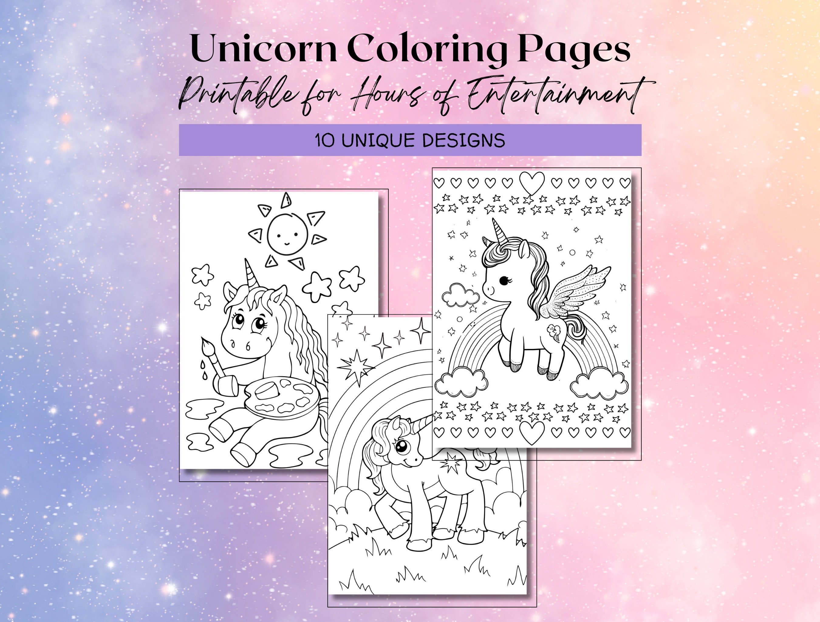 Digital Unicorn Coloring Pages | Printable Unicorn Coloring Book ...