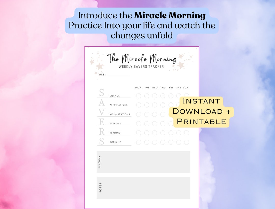 The Miracle Morning Weekly Savers Tracker | Miracle Morning Journal ...
