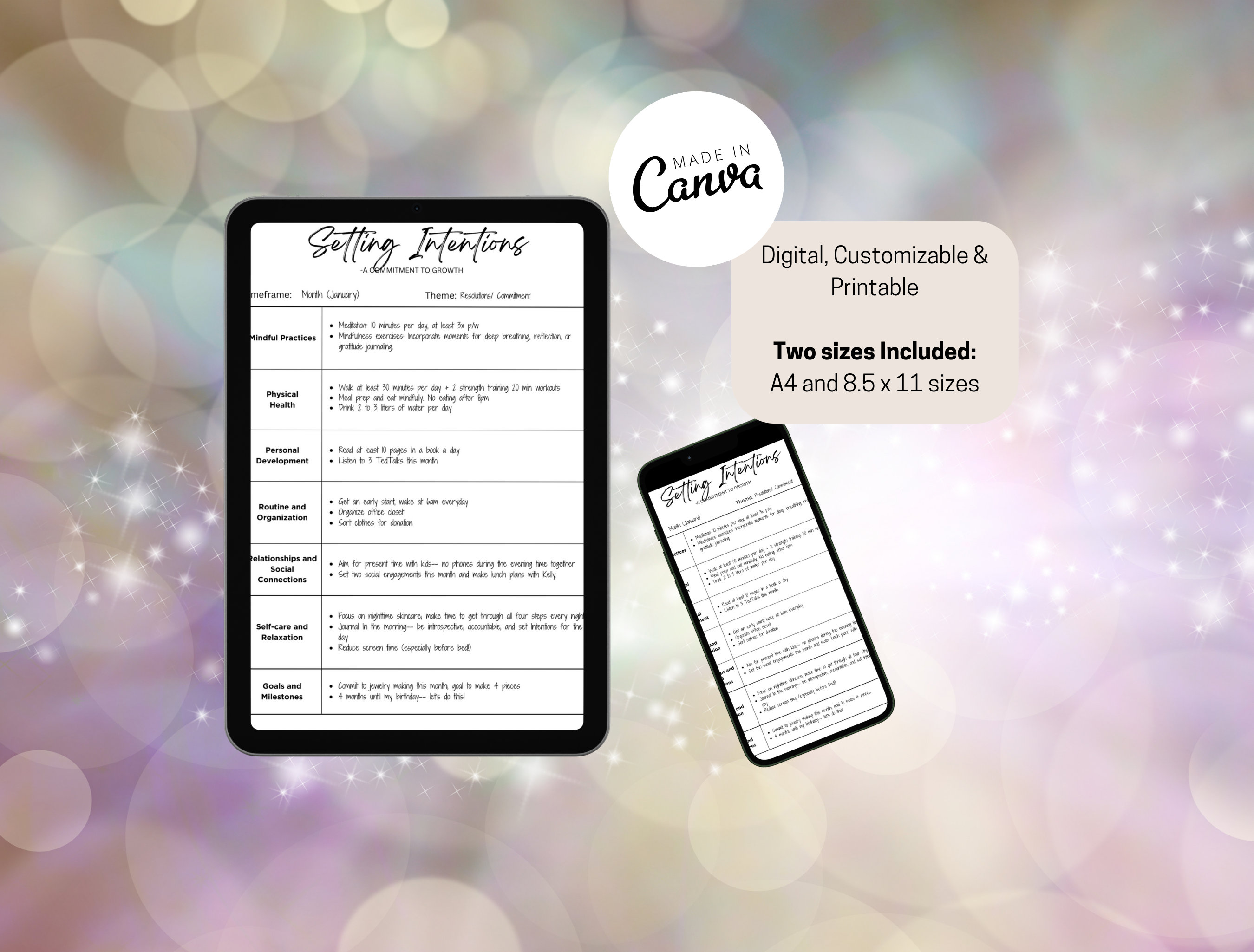Setting Intention Guide | Goal Setting | Self-improvement Template ...