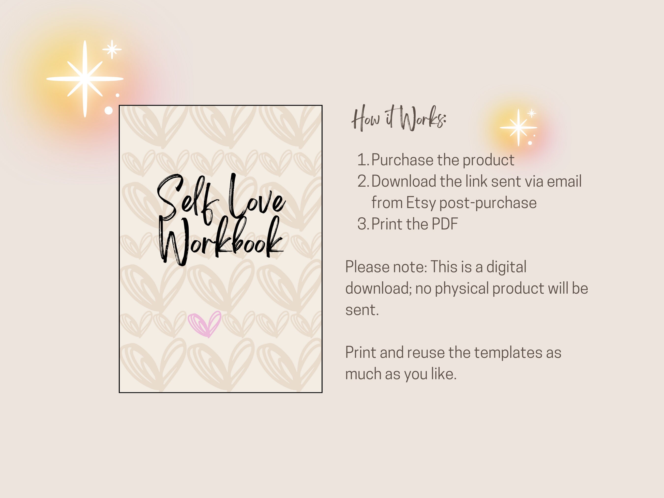 Self Love Workbook Self Care Planner Printable Mindfulness Workbook ...