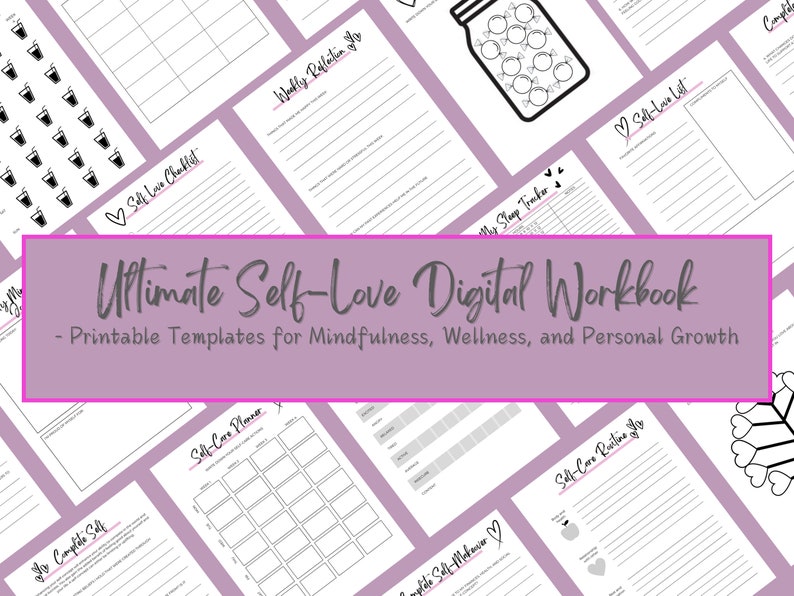 Self Love Workbook Self Care Planner Printable Mindfulness Workbook ...