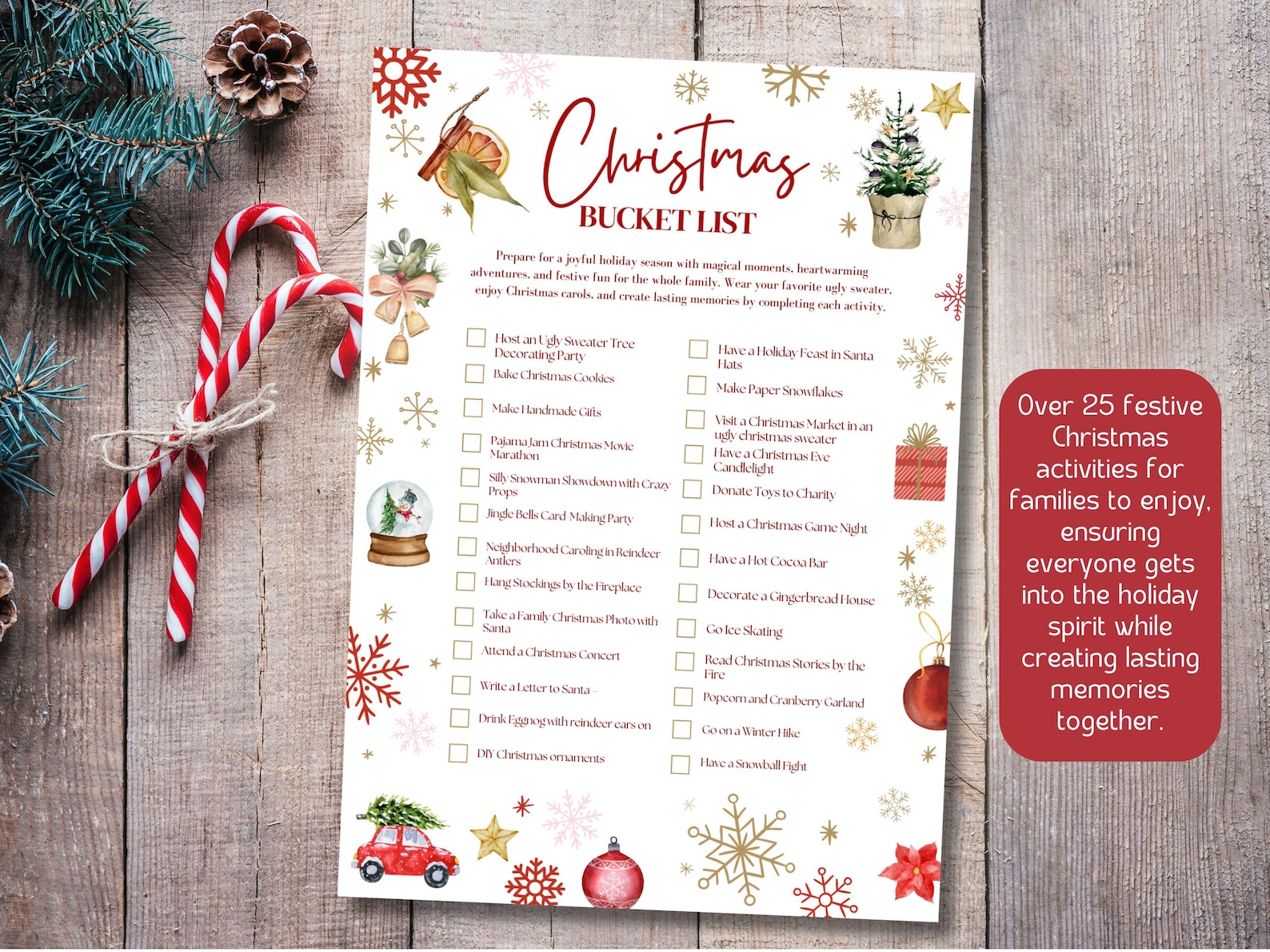 Christmas Bucket List Printable, Winter Bucket List, Christmas Activity ...