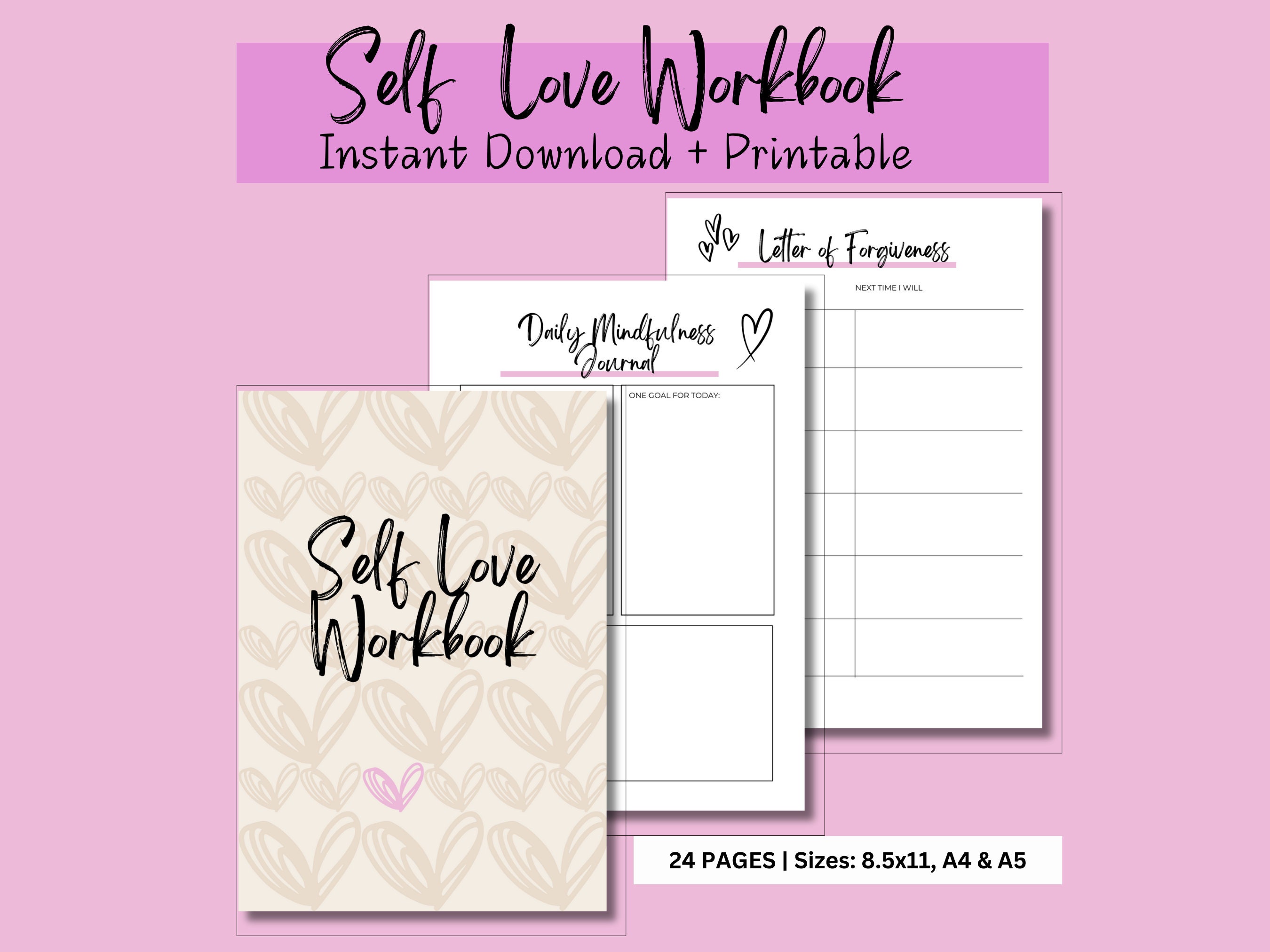 Self Love Workbook Self Care Planner Printable Mindfulness Workbook ...