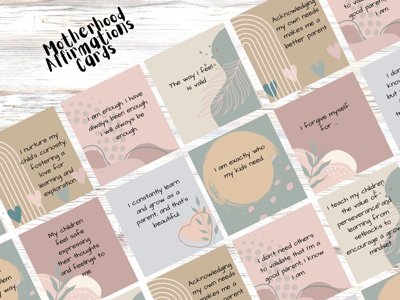 Set of 36 Motherhood Affirmation Printable Cards Printable Mom ...