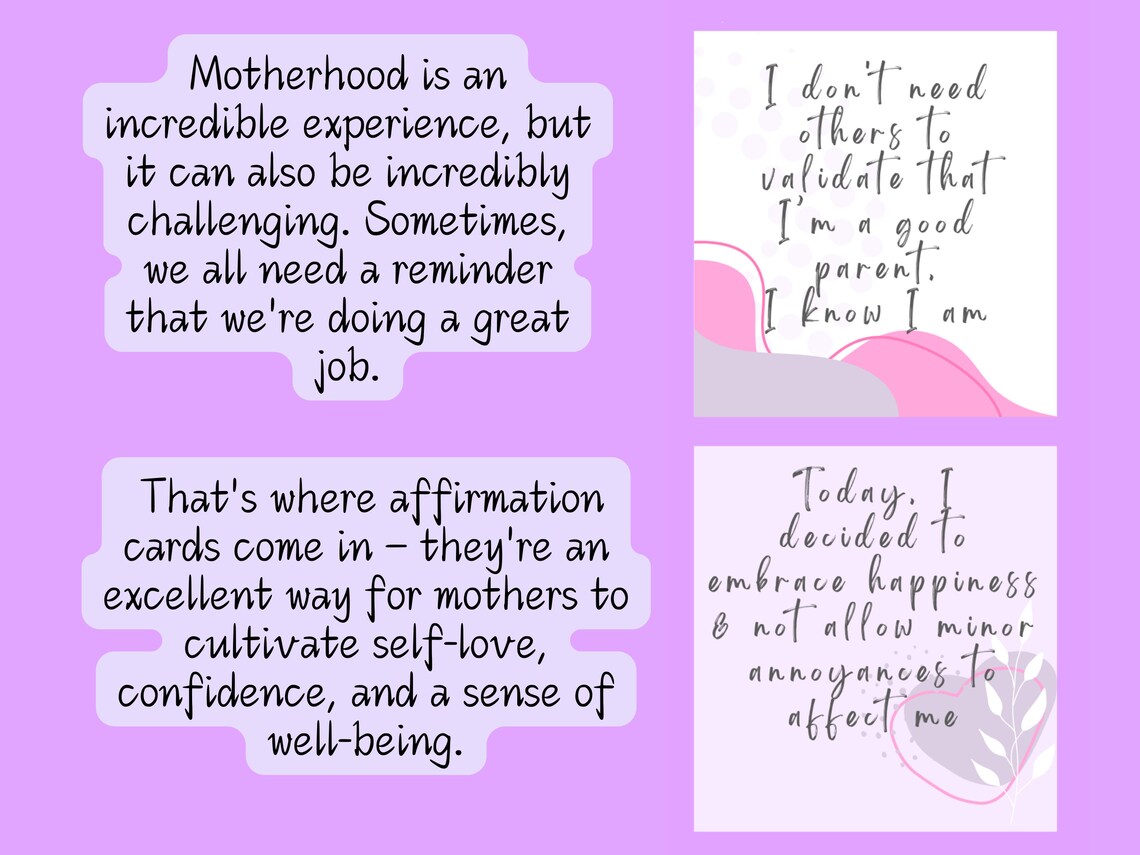 Motherhood Affirmation Printable Cards | Set of 36 | Printable Mom ...