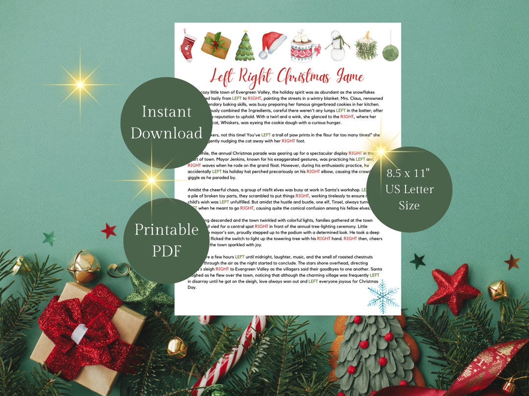 Left-right Game Christmas Game, Festive Fun, Gift Swap Game, Gift ...