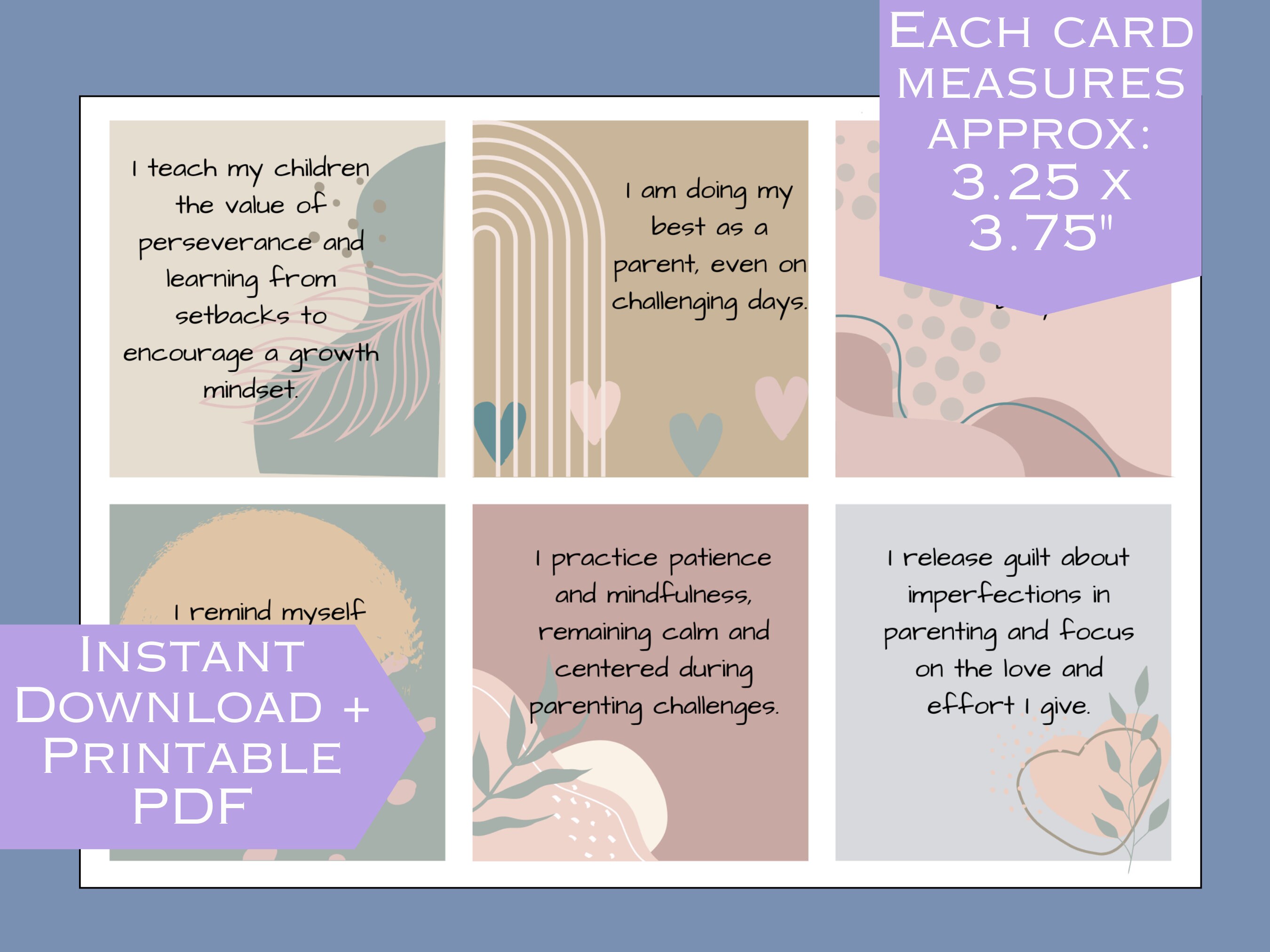 Motherhood Affirmation Printable Cards | Set of 36 | Printable Mom ...