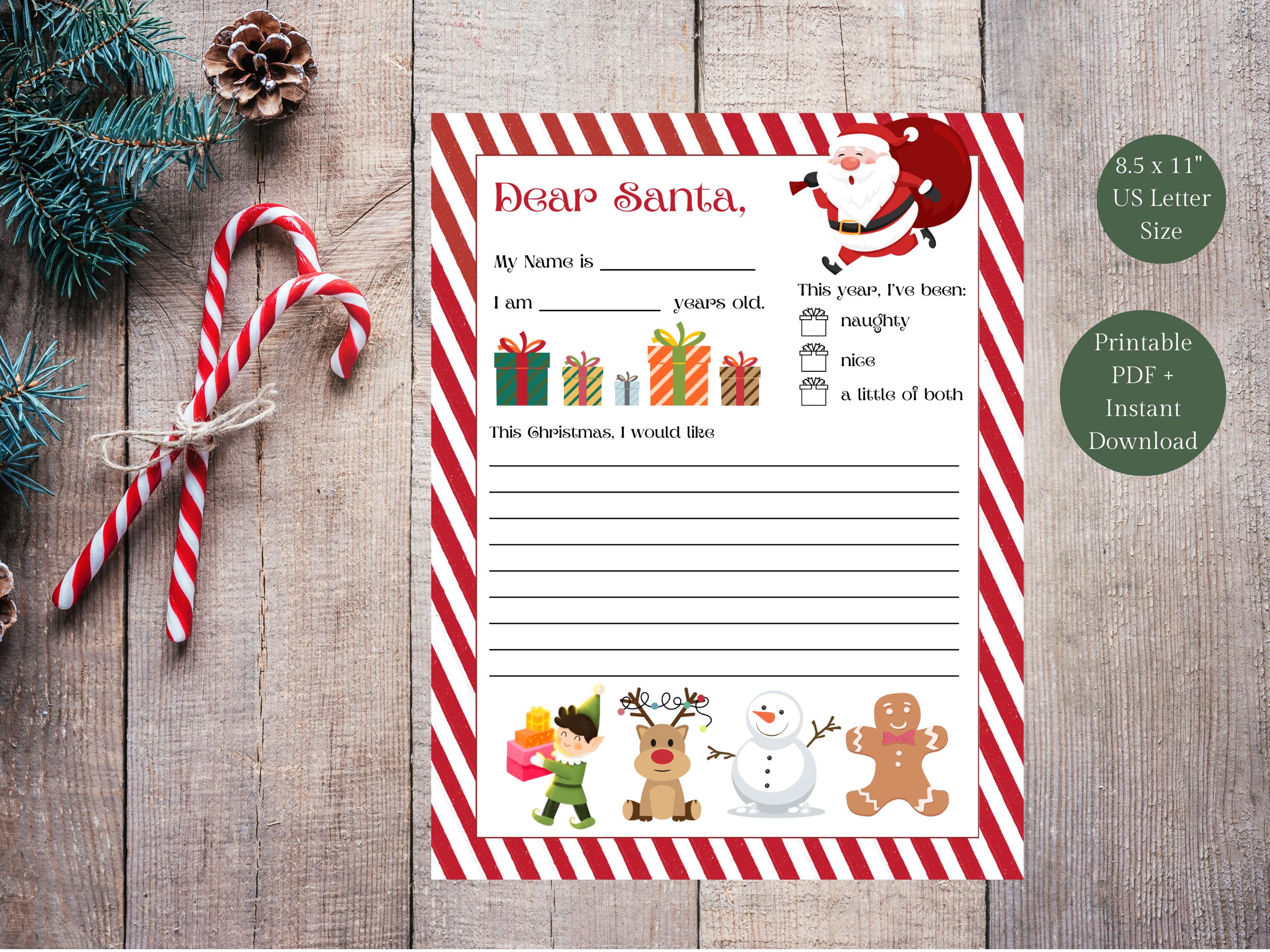 Printable Letter to Santa for Kids Dear Santa Letter Template Christmas ...