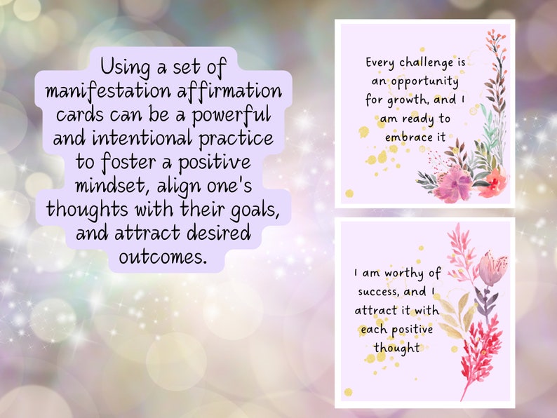 Manifestation Cards | Affirmation Cards - Set of 36 Printable Cards ...