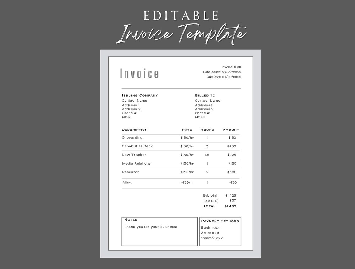 Editable Invoice Template | Canva Template | Invoice Template ...