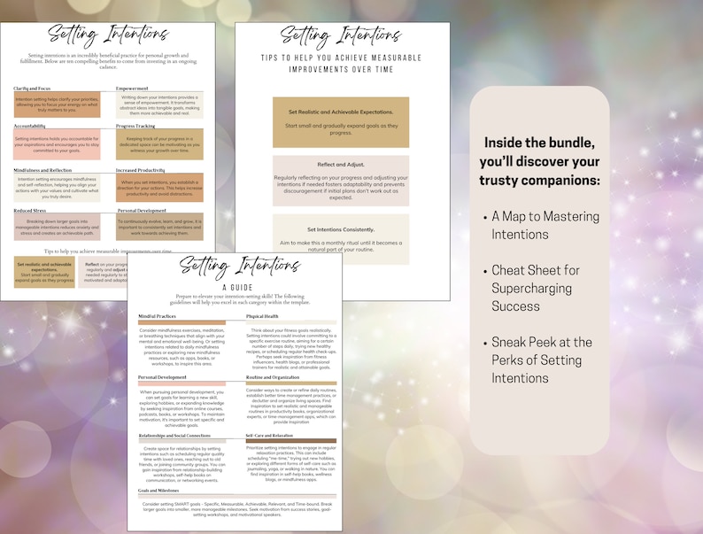 Setting Intention Guide | Goal Setting | Self-improvement Template ...
