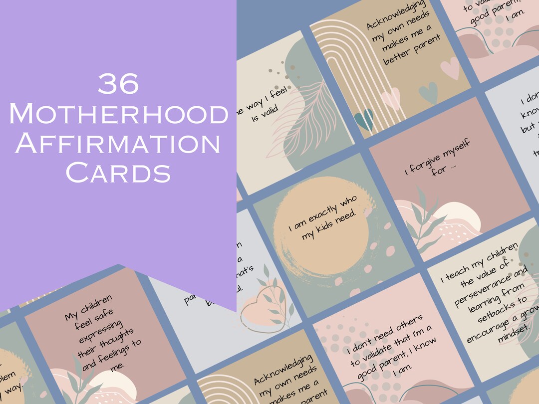 Motherhood Affirmation Printable Cards | Set of 36 | Printable Mom ...