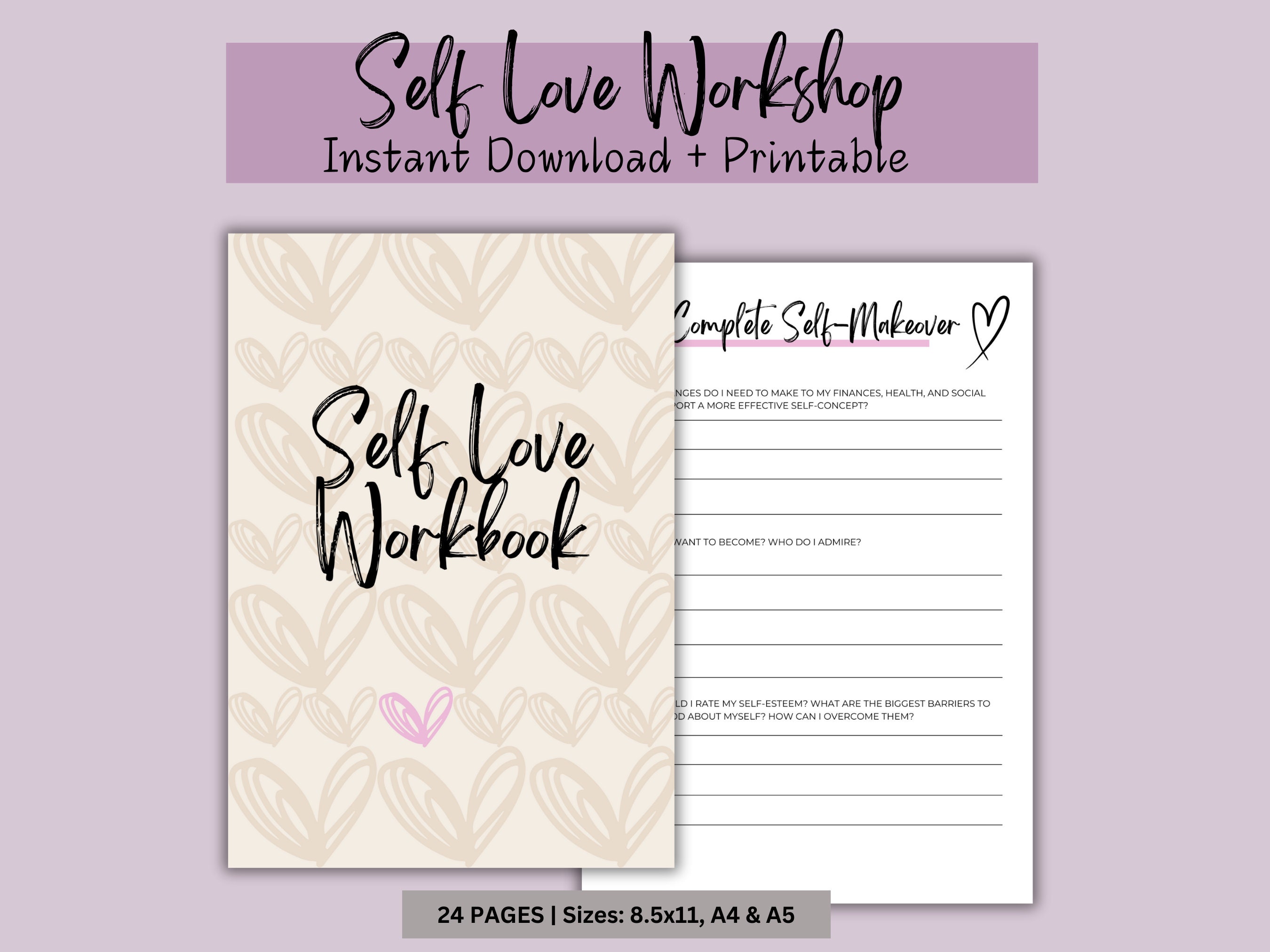 Self Love Workbook Self Care Planner Printable Mindfulness Workbook ...