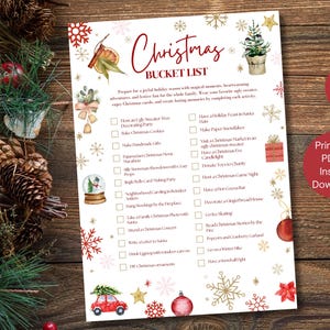 Christmas Bucket List Printable, Winter Bucket List, Christmas Activity ...