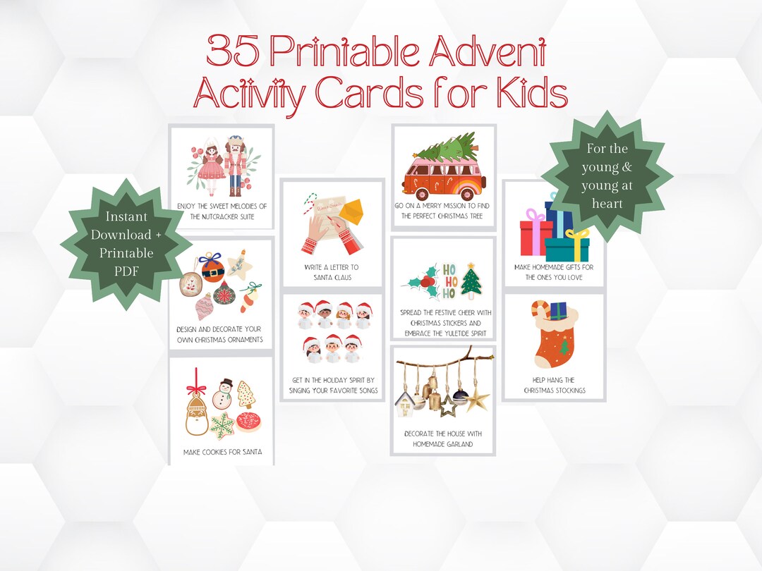 35 Printable Advent Activity Cards for Kids Christmas Games - Etsy
