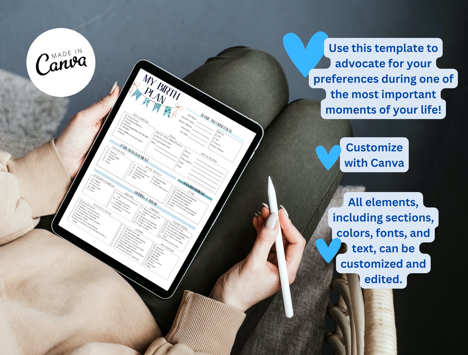 Birth Preferences Template, Birth Plan Printable, Natural Birth Plan ...