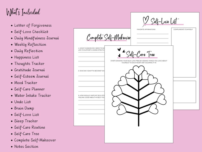 Self Love Workbook Self Care Planner Printable Mindfulness Workbook ...