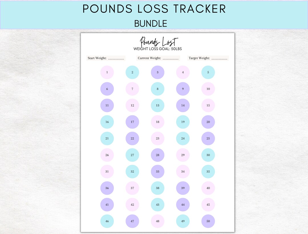 Weight Loss Tracker, Pack of 6 Pounds Lost Trackers, 10, 15, 20, 30, 50 ...