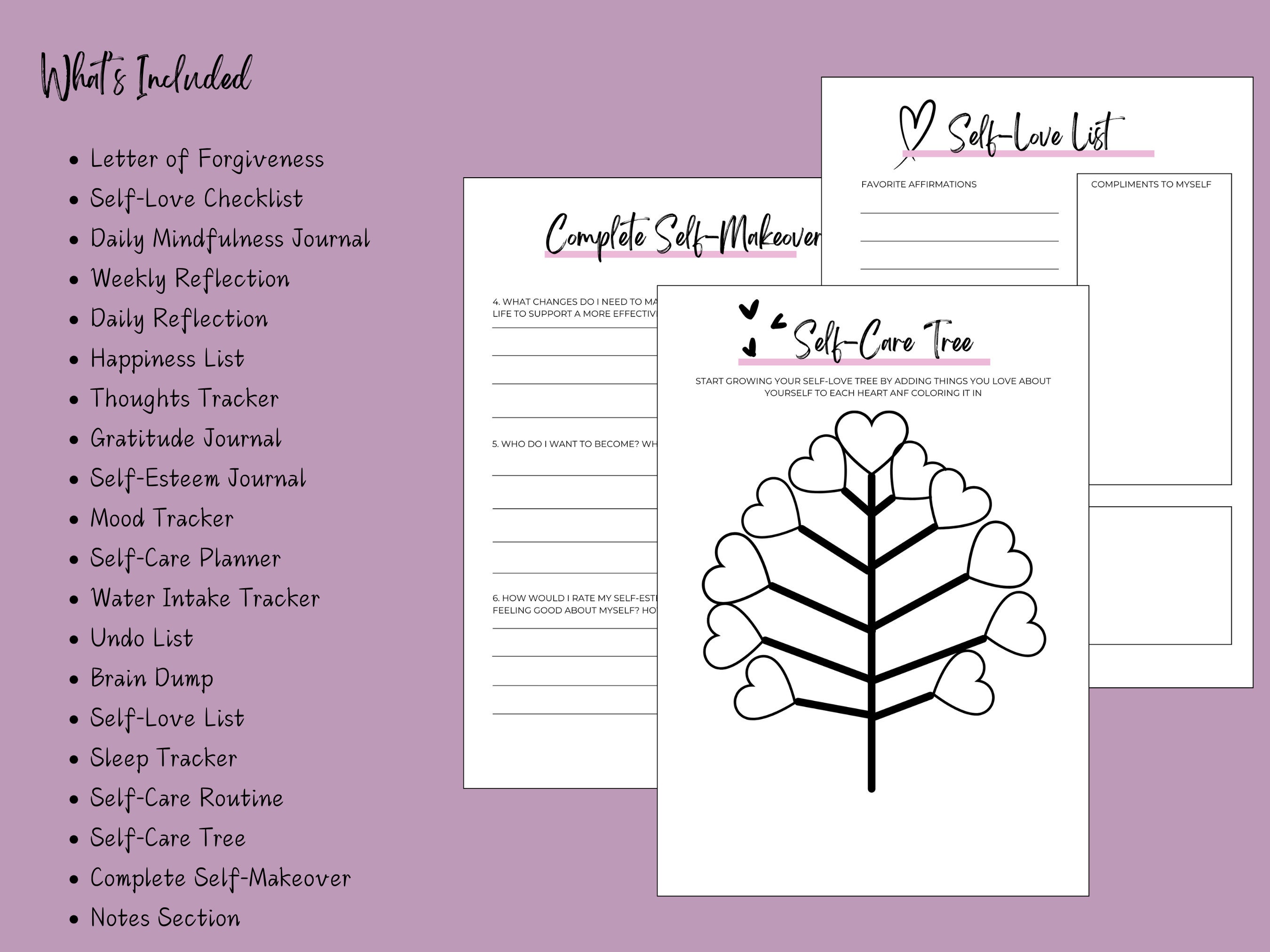Self Love Workbook Self Care Planner Printable Mindfulness Workbook ...
