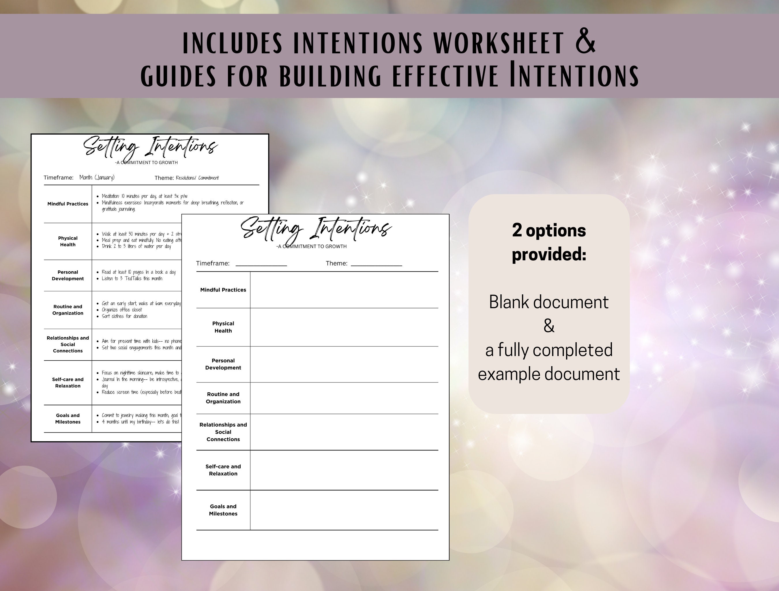 Setting Intention Guide | Goal Setting | Self-improvement Template ...