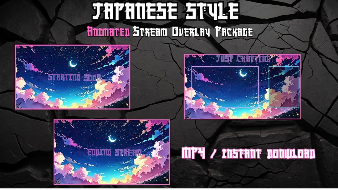 Japanese Style Animated Stream Overlay Package for Twitch, Youtube ...