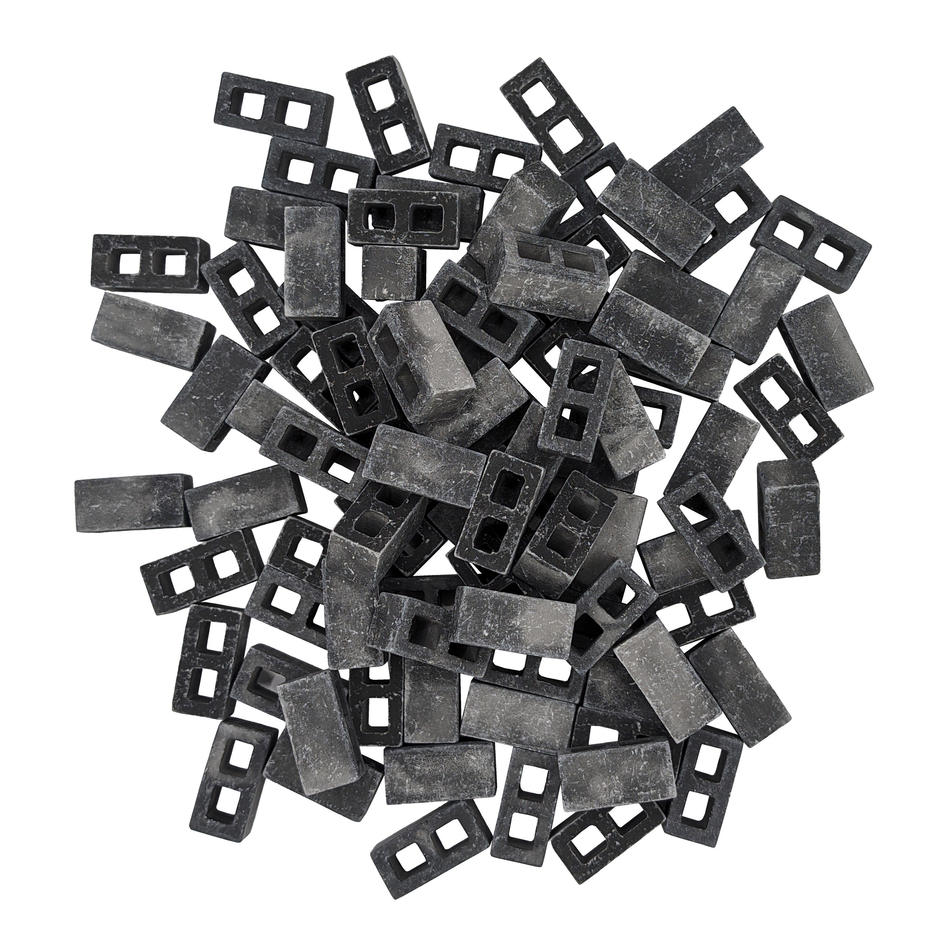 Realistic Miniature Cinder Blocks - Dark Grey, Weathered - Perfect for ...