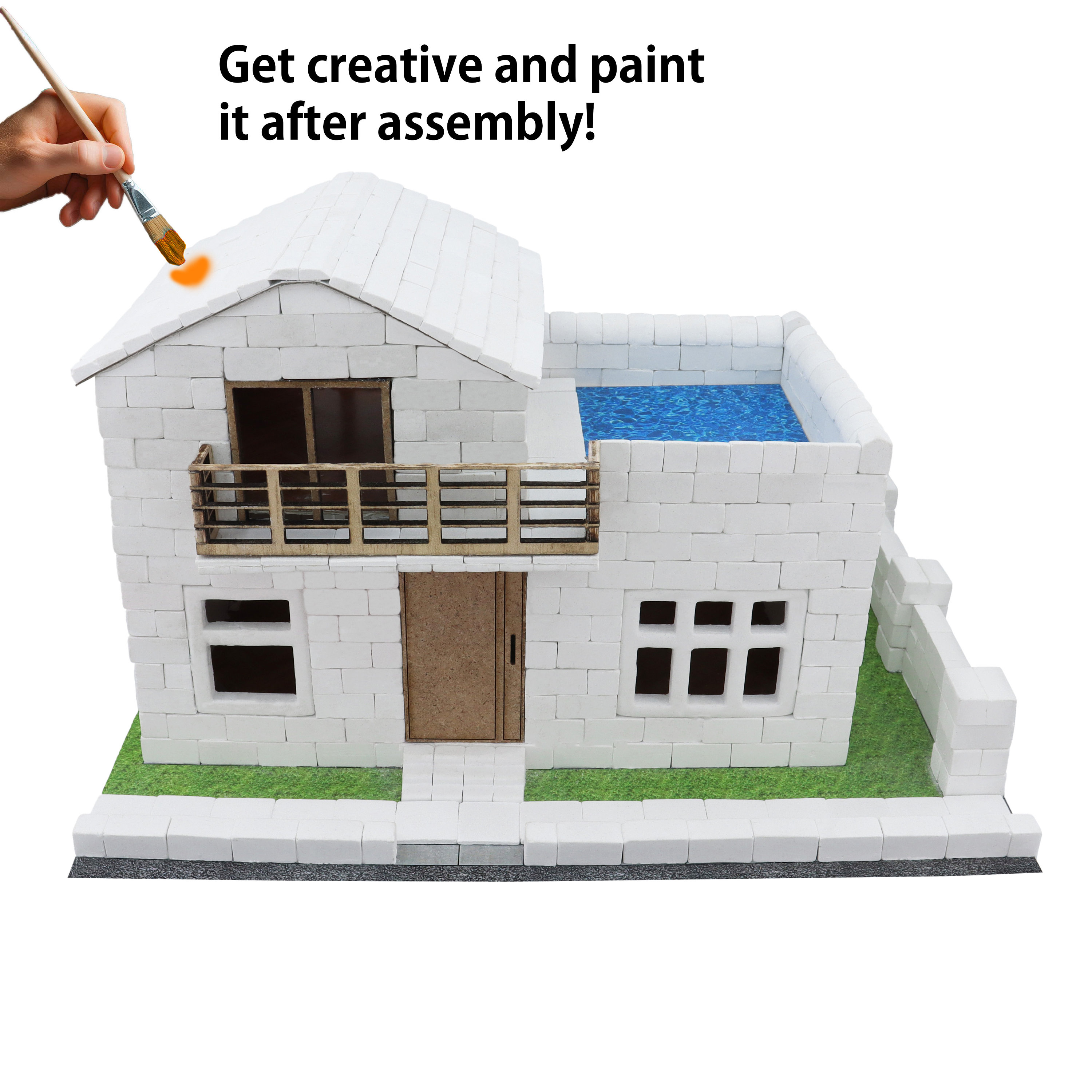3D Miniature Brick Puzzle - European Villa With Pool & Fence - 740 Eco ...