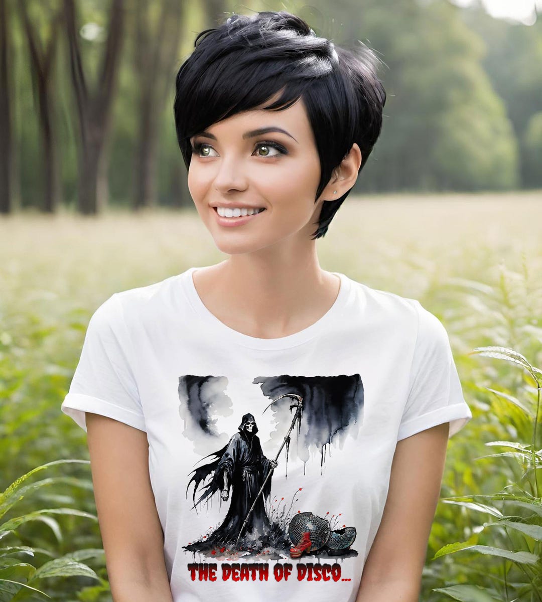 Death of Disco T-shirts, Gothic Disco Parody Tee, Grim Reaper, Disco ...