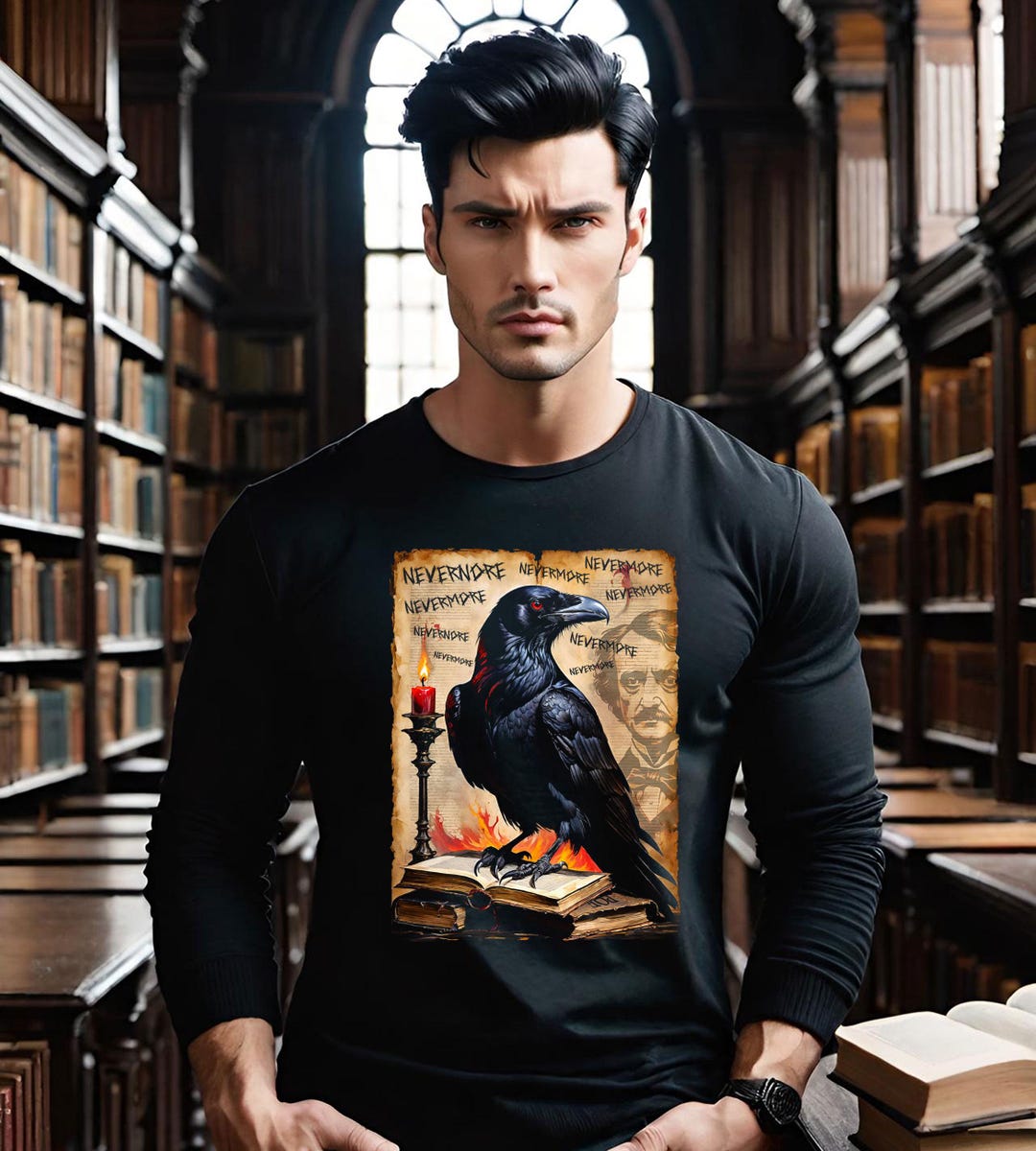 Gothic Raven Tee, Edgar Allen Poe Inspired Tee, Halloween Tee, Unisex ...
