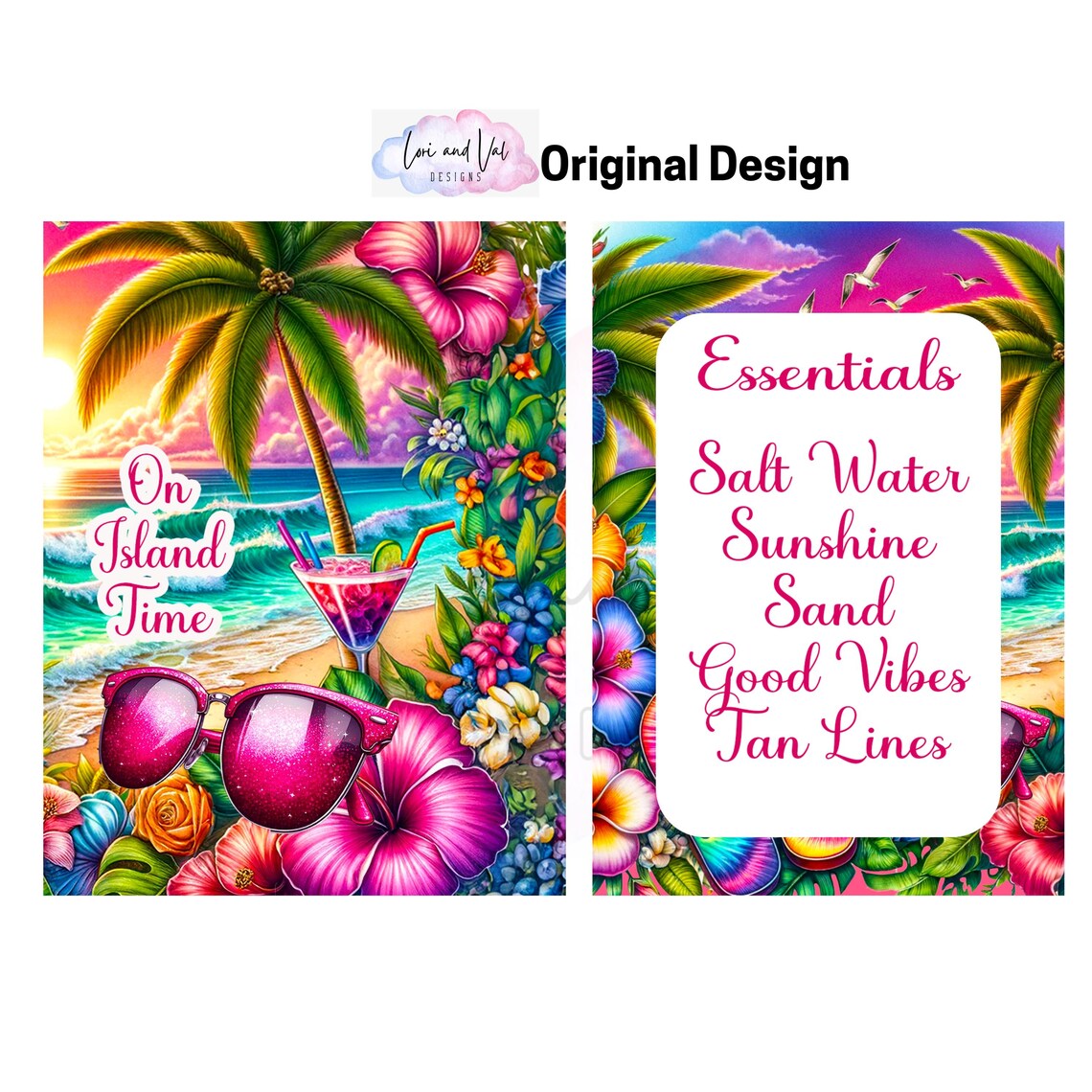Tropical Beach Vacation Luggage Tags PNG File, on Island Time, Beach ...