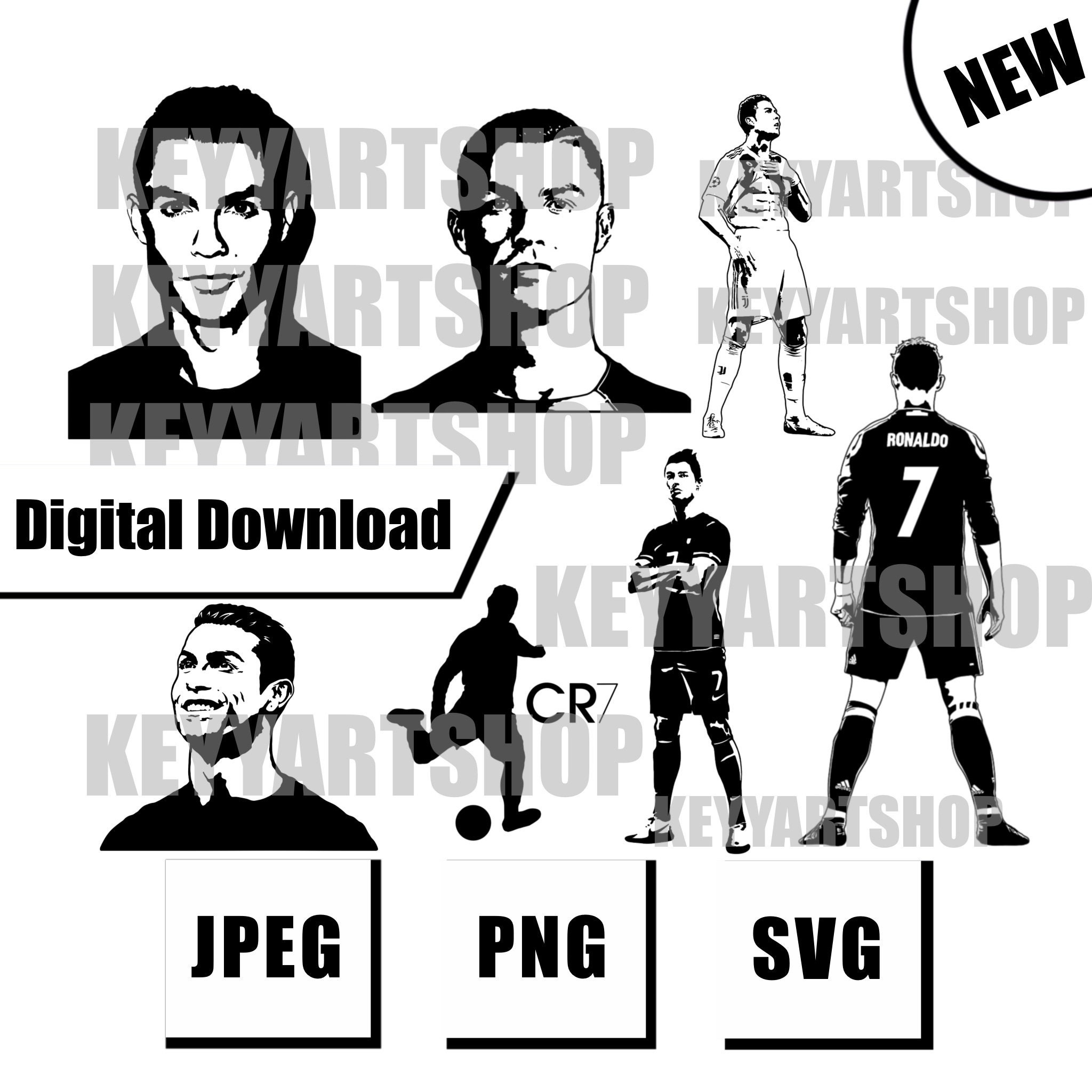 Cristiano Ronaldo SVG, JPEG, PNG, Ronaldo, CR7, Silhouette ...