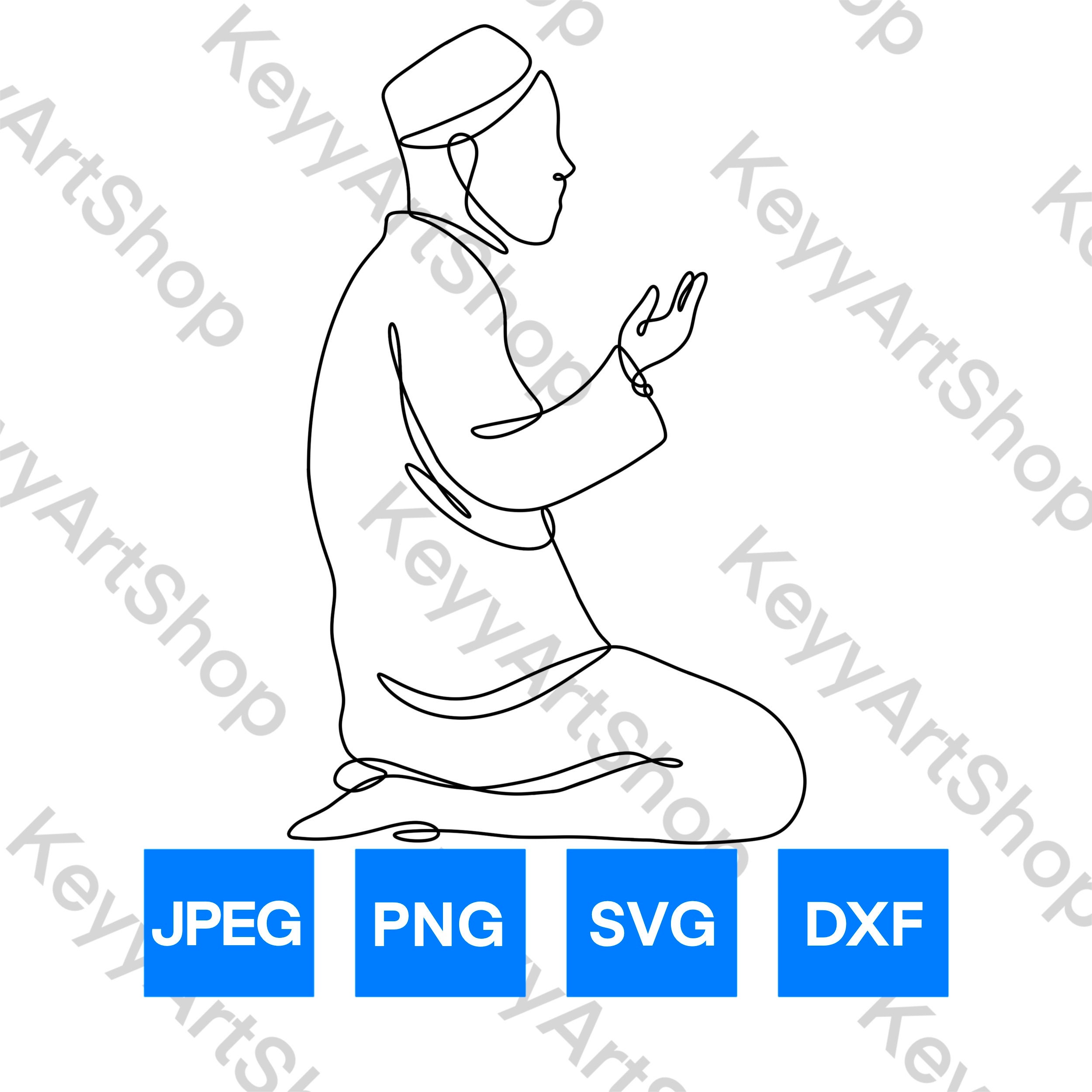 Muslim Man Praying SVG Files for Cricut, Islamic SVG, Muslim Png, Gift ...
