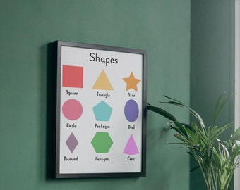 SHAPES Poster | Nursery, Classroom Wall Poster | Kids Room Wall Decor ...