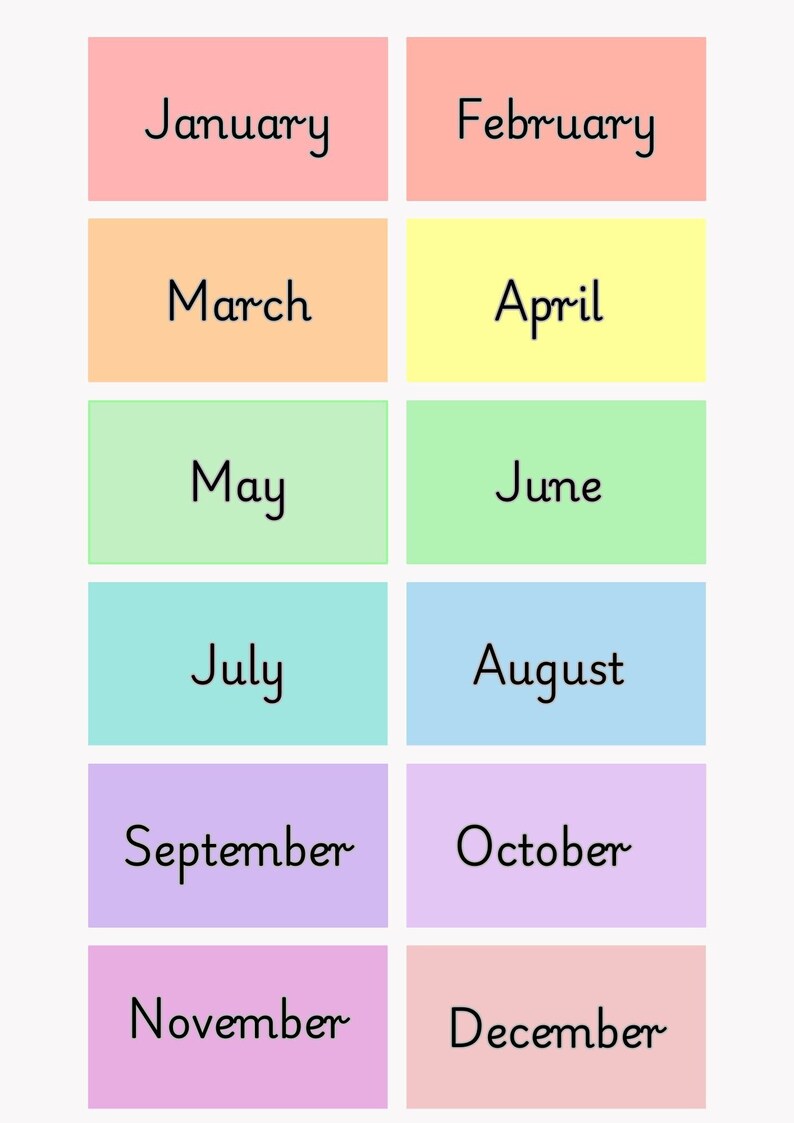 Months of the Year Poster - Etsy
