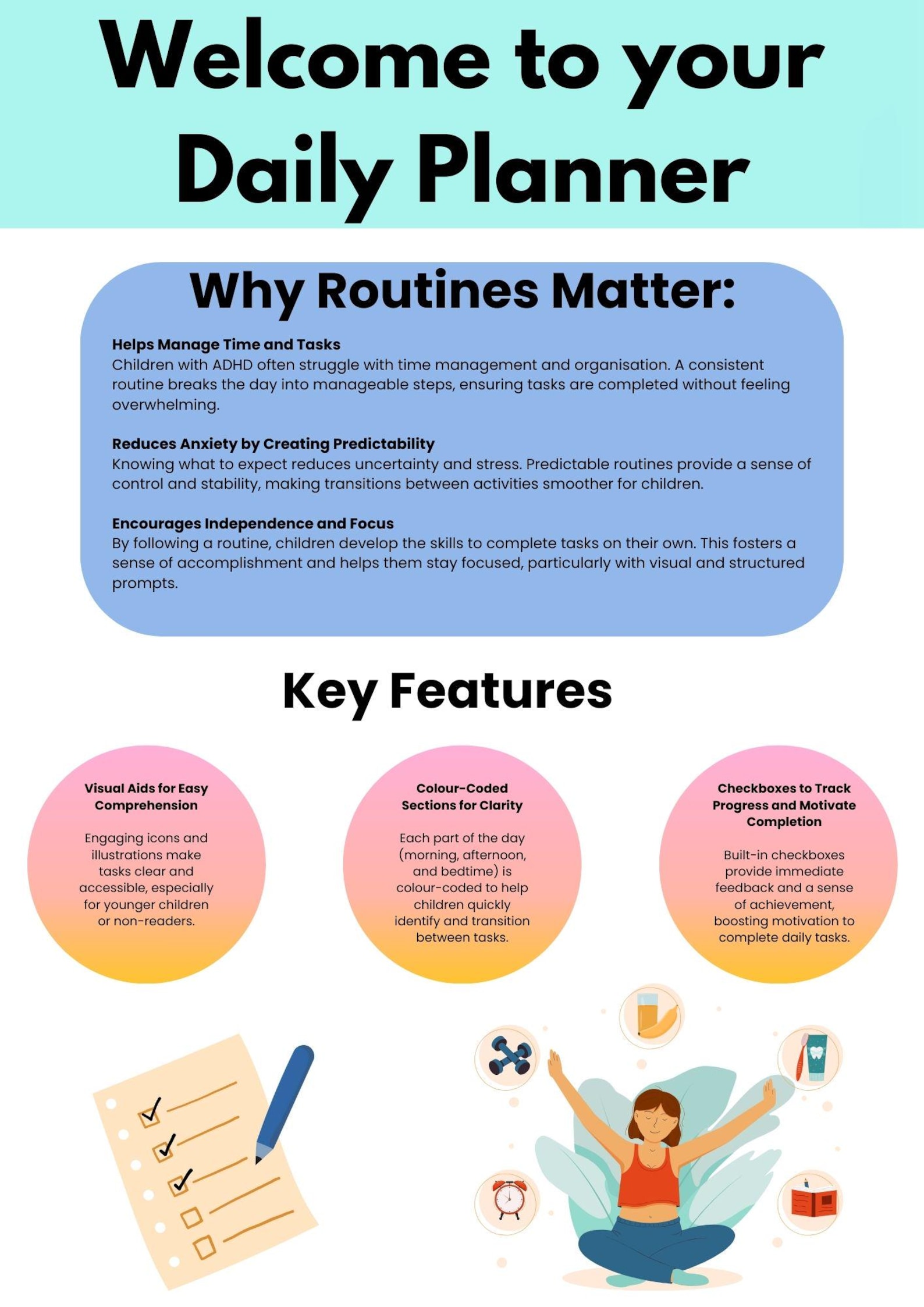 Daily Routine Planner for Kids With ADHD - Etsy