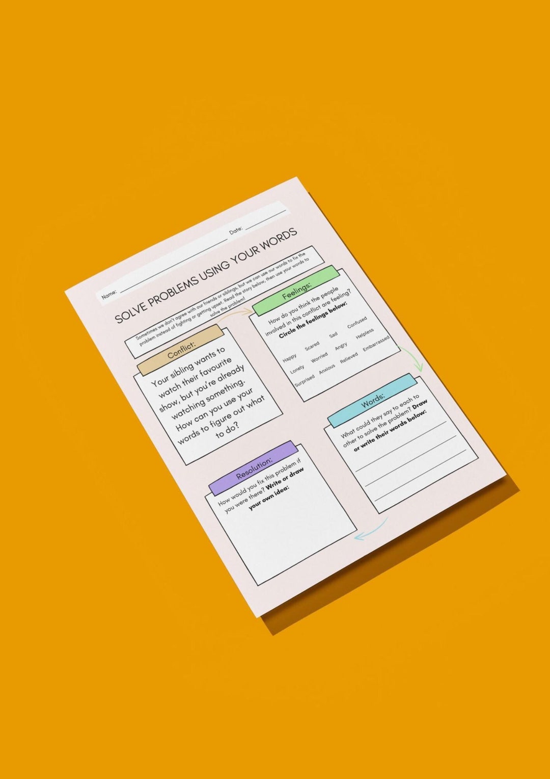 Conflict Resolution Worksheet Pack for Kids - Etsy