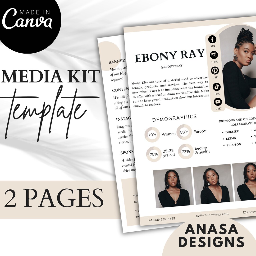 Media Kit Template Canva, Influencer Media Kit, Content Creator Media ...