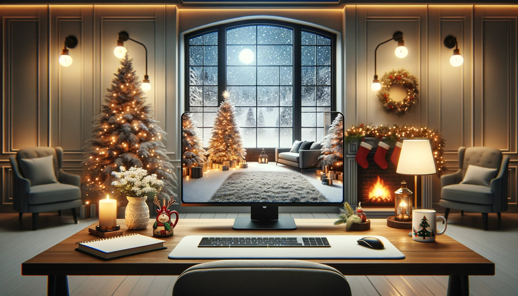 Winter Bliss Backdrops: 5 Enchanting Snowy Office Scenes for Virtual ...