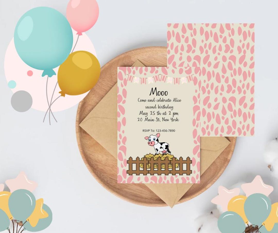 Editable Cow Invitation - Etsy