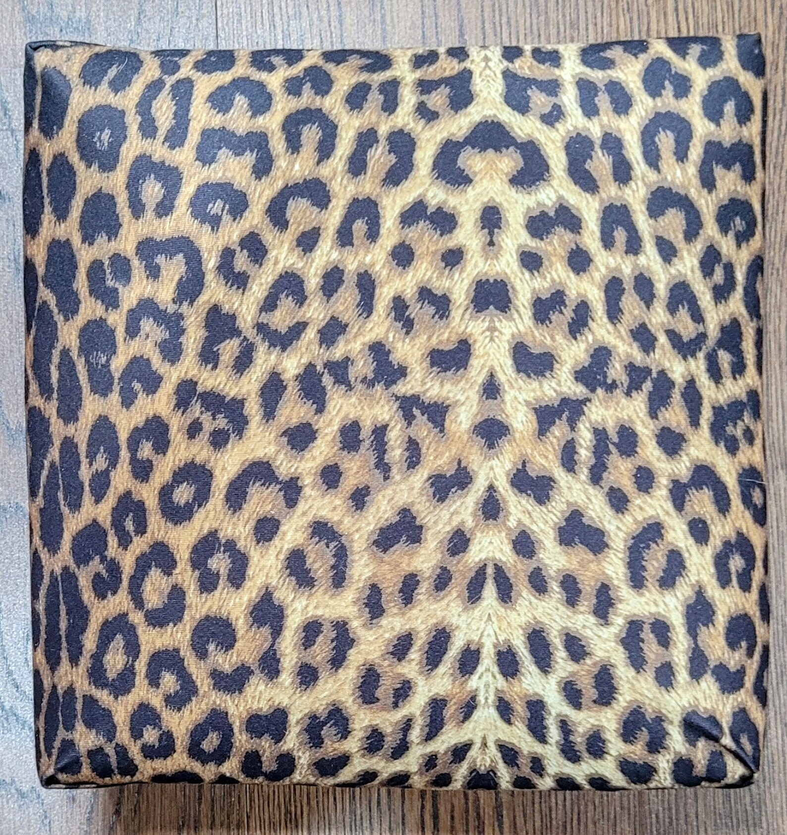 Newly Upholstered Leopard Print Footstool With Newly Painted Black ...