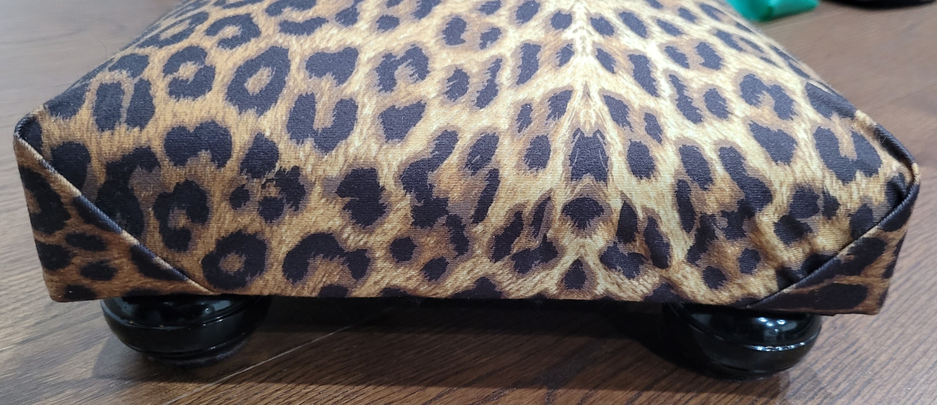 Newly Upholstered Leopard Print Footstool With Newly Painted Black ...